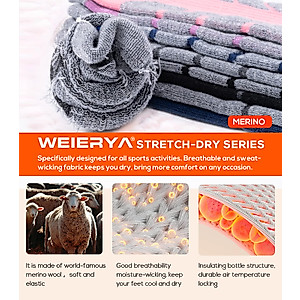 WEIERYA Merino Wool Ski Socks 2 Pairs Pack for Skiing, Snowboarding, Outdoor Sports Performance Socks Grey 2 Pairs L