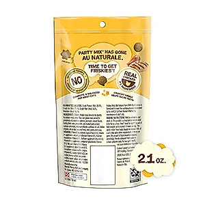 Friskies Party Mix Natural YUMS Bundle Pack, (3) Real Chicken, (3) Real Salmon, (3) Real Tuna, Total (9) 2.1 oz Pouches with Aurora Pet Catnip Toy (Assorted)