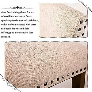 Merax Dining Chairs Set of 2 Parsons Diner Chair Upholstered Fabric Dining Room Chairs with Copper Nails Kitchen Chairs