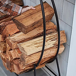 Uniflame, W-1889, Black Finish 48 in. Diameter Tubular Firewood Log Hoop Rack