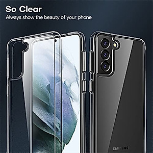 Rayboen for Samsung Galaxy S21 5G Phone Case Crystal Clear Designed Non-Slip Shockproof Protective Samsung S21 Case Clear Hard PC Back Soft TPU Frame Slim Fit Phone Cover for Galaxy S21 for Man Woman