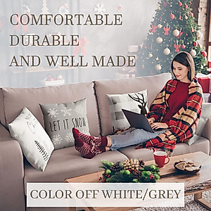 Beautiful Christmas Pillow Covers 18" x 18" - 4 Modern Farmhouse Design Throw Pillow Covers - These Buffalo Plaid Holiday Decor Accents are The Perfect Addition to Your Indoor/Outdoor Home Decoration