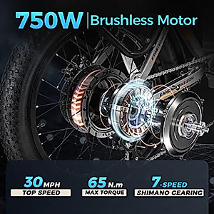 SAMEBIKE Electric Bike for Adults, 20" Foldable Ebike 48V 750W Motor up to 30Mph, Foldable Electric Bike with 48V 18Ah Battery, Shimano 7-Speed, Dual Suspension, Ebike for Women and Men as Gift