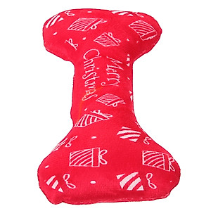 BESPORTBLE Christmas Dog Toy Christmas Dog Squeaky Toys Stuffed Colllar Shaped Dog Toys Squeaky Pet Toy Bite Toy for Pet Dog Dental Chew Toys Interactive Dogs Toy Bone Chewing Toy Red Plush