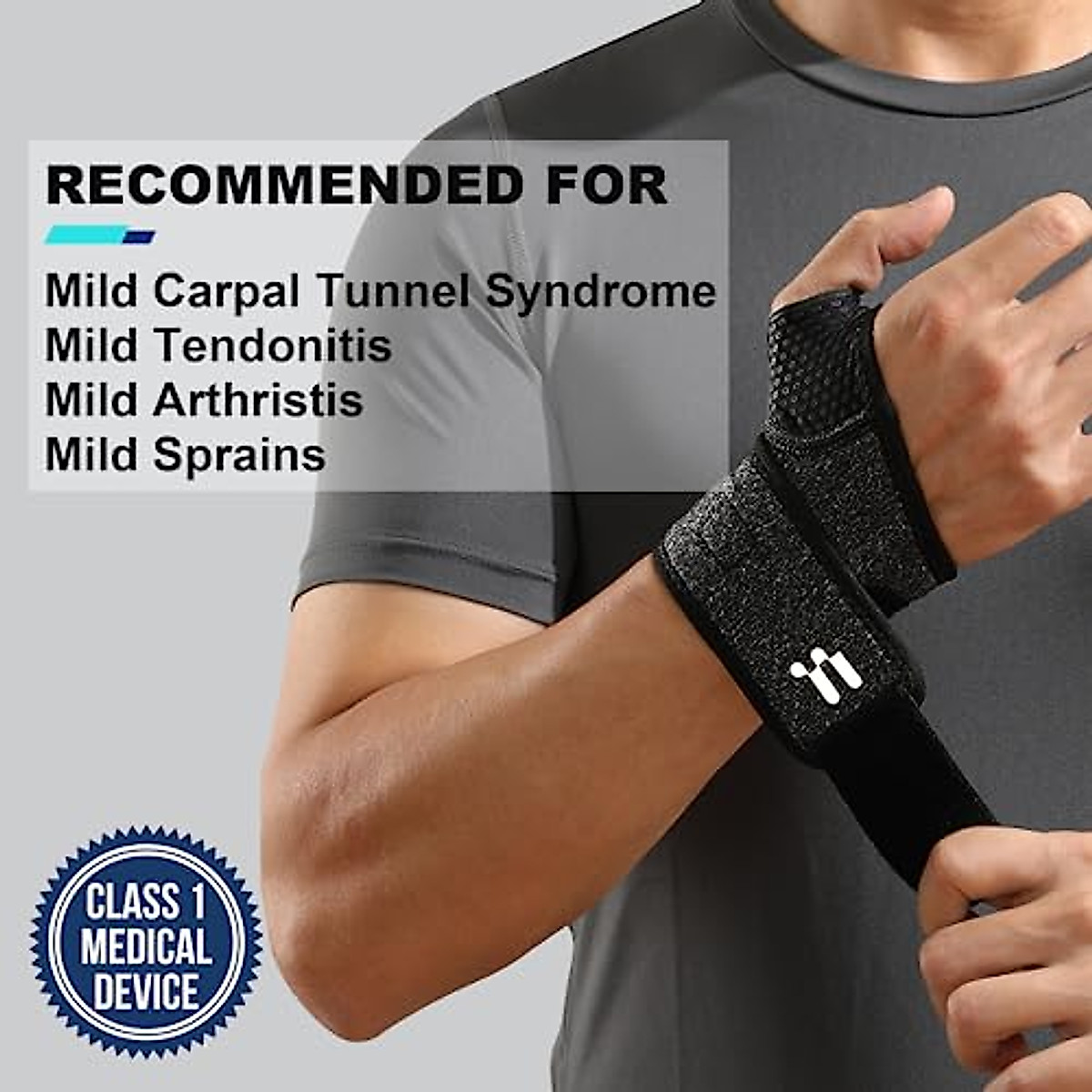 Fitomo 2 x Wrist Brace with Soft Thumb Opening for Mild Carpal Tunnel Tendonitis Arthritis Sprains, Compression Hand Brace for Women Men, Wrist Support Strap for Sports Work Typing Sleeping