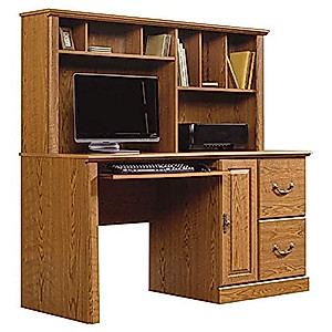 Sauder Orchard Hills Computer Desk with Hutch, Carolina Oak finish