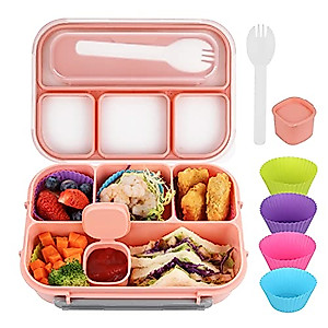 MaMix Bento Lunch Box Adult Lunch Box, Lunch Box Kids, Lunch Containers for Adults/Kids/Students,1300ML-4 Compartment Bento Lunch Box (pink)