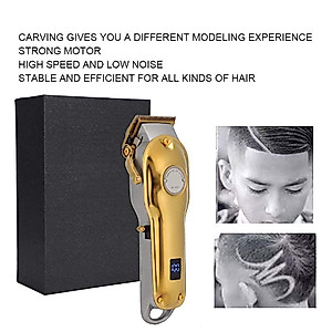 FTVOGUE Professional Electric Hair Clipper Beard Trimmer Hair Cutting Machine Grooming Kit US Plug 100-240V (Gold)