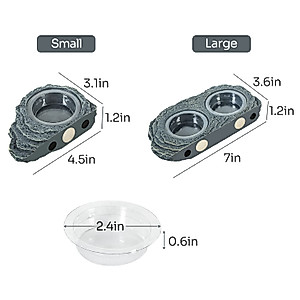 REPTIZOO Reptile Magnetic Feeder Ledge, Double Bowl Reptile Food Dish with 6PCS Feeding Cups Food Water Feeder for Crested Gecko Lizard Chameleon Pets