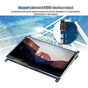 7-inch Display, Ultra HD Display Capacitive Touch Screen, Support for Independent Backlight Control and Hdmi Interface Input, Can Be Used As Hdmi/Raspberry Pi/Computer Monitor.