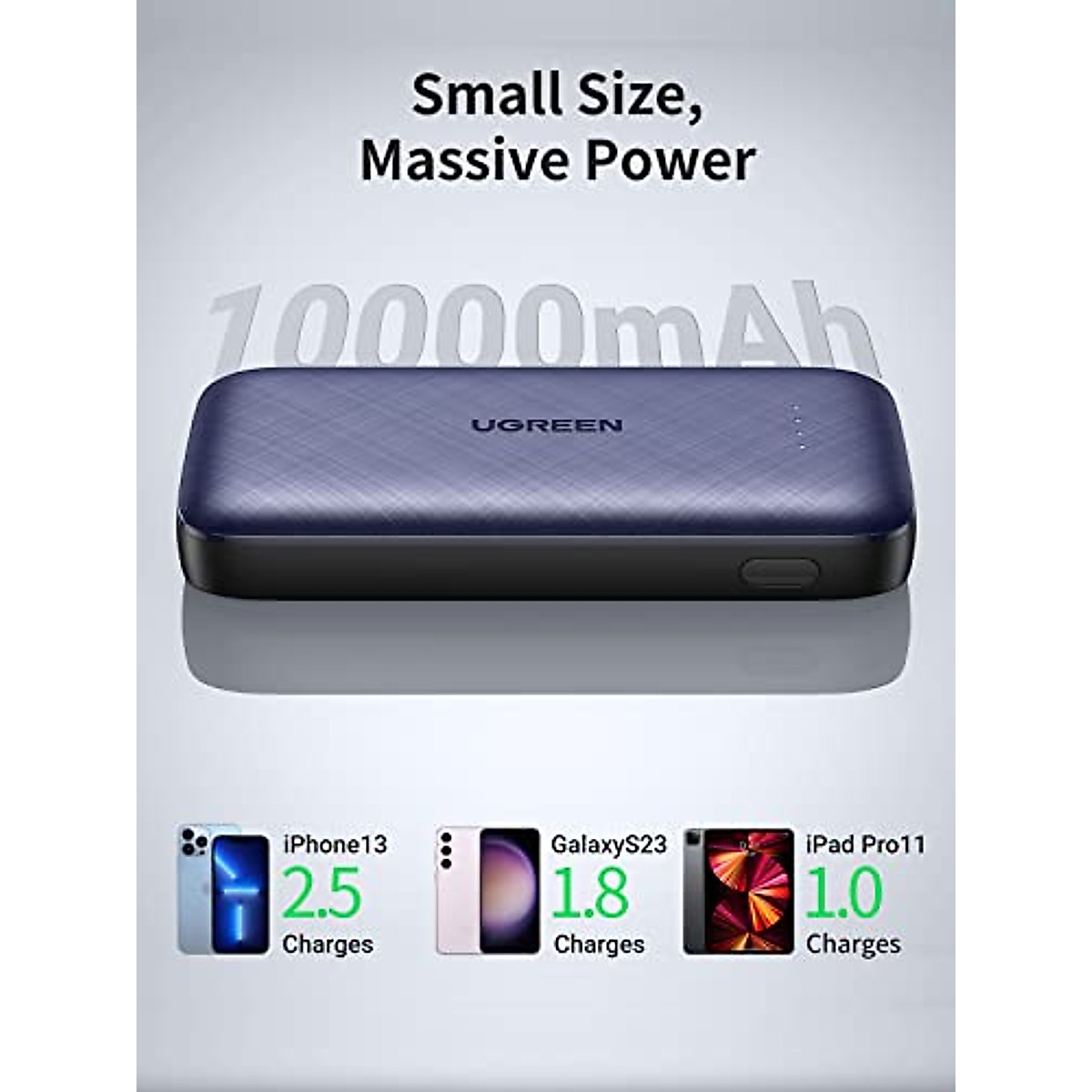 UGREEN Portable Charger 10000mAh USB-C Power Bank PD 20W, Portable Charger Power Bank for Samsung Galaxy S23/S22/S21/S10, iPhone 13 Series/iPhone 12 Series, iPad, and More (USB C to A Cable Included)