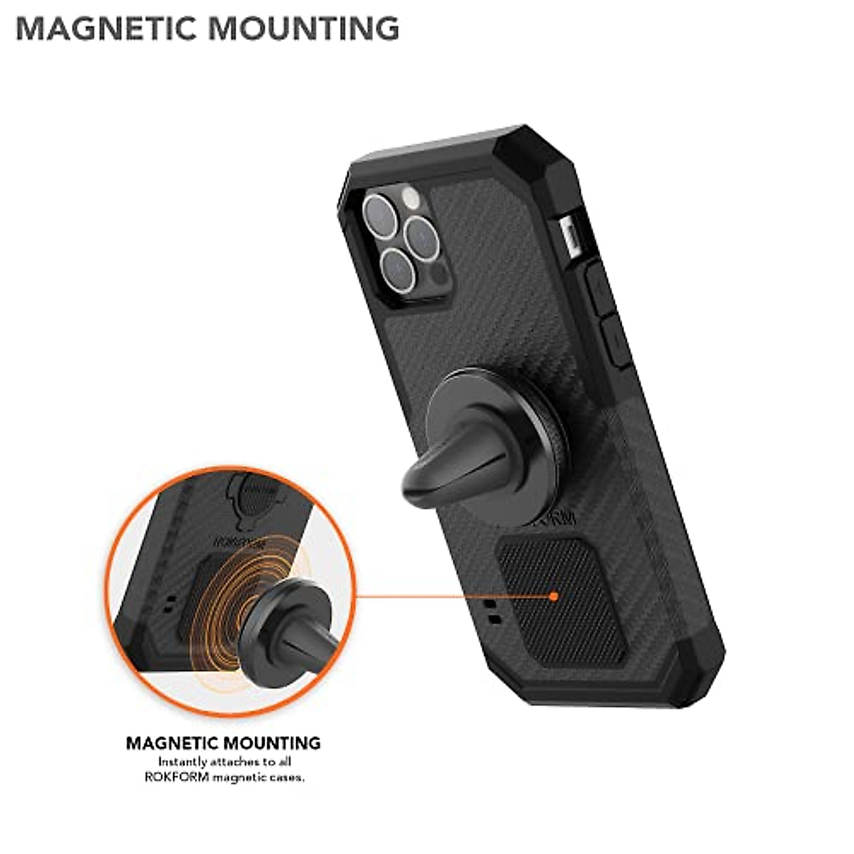 Rokform - Magnetic Air Vent Mount, Super Grip Car Truck & Van Vent Clip, Aluminum Cell Phone Holder, Removable Vent Magnet Mount, Specially Designed for Rokform Cases (Black)