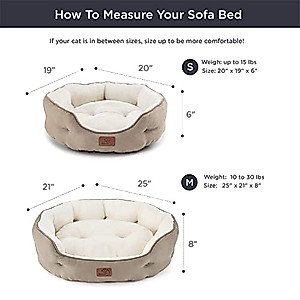 Bedsure Round Bed for Small Dogs, Washable for Indoor Cats, Pet Bed for Puppy and Kitten with Slip-Resistant Bottom, Camel, 20 Inches