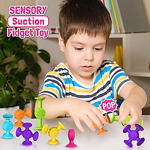 Toddlers Suction Cup Bath Toys: 12 Pcs Sensory Suction Bath Toys for Toddler, Kids Suction Fidget Toys Suction Cup Toys for Windows Travel