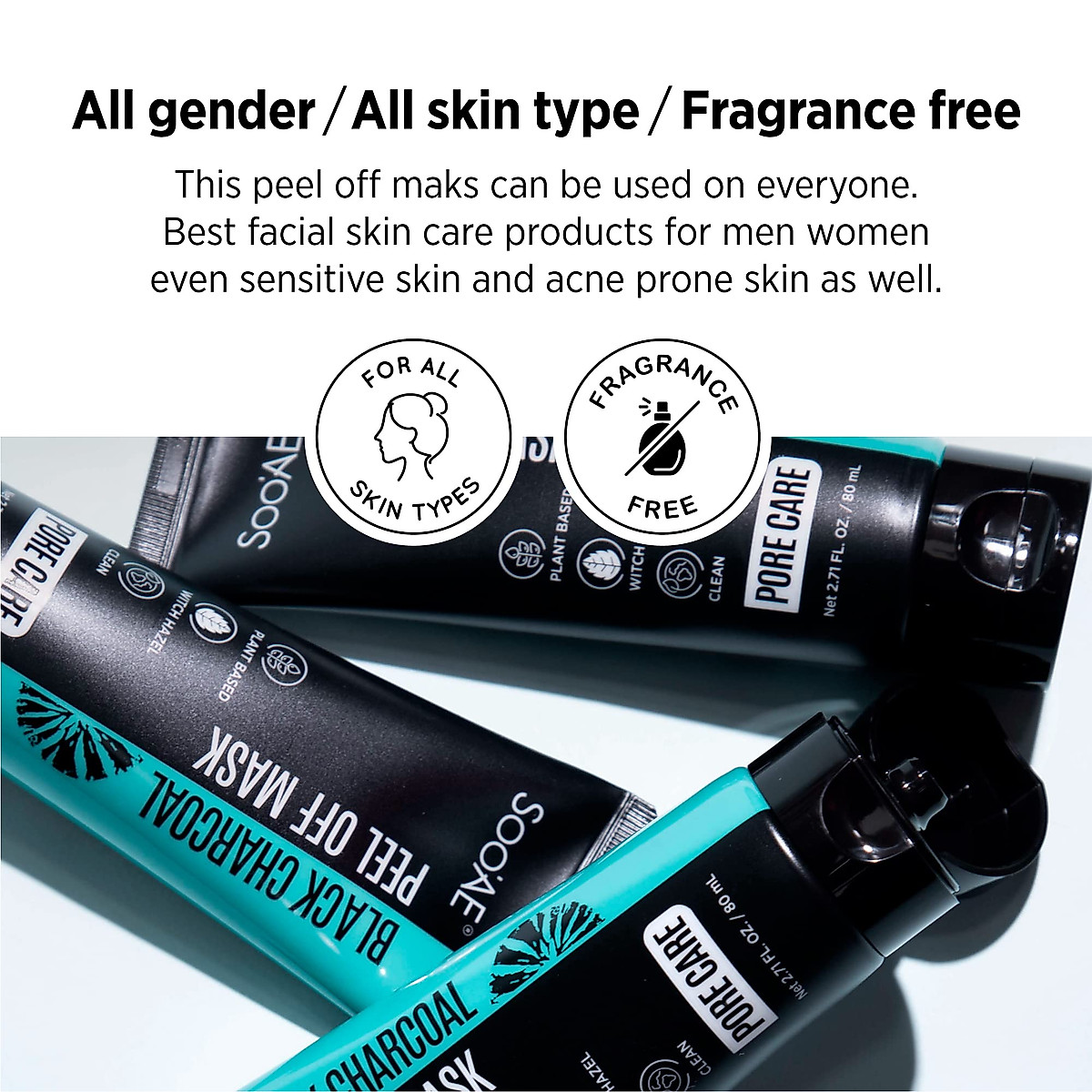 Soo'AE Black Charcoal Peel Off Mask 1 EA - 2023 NEW Deep Pore Cleansing Activated charcoal peel off black face mask Black Head Black Mask Made in Korea