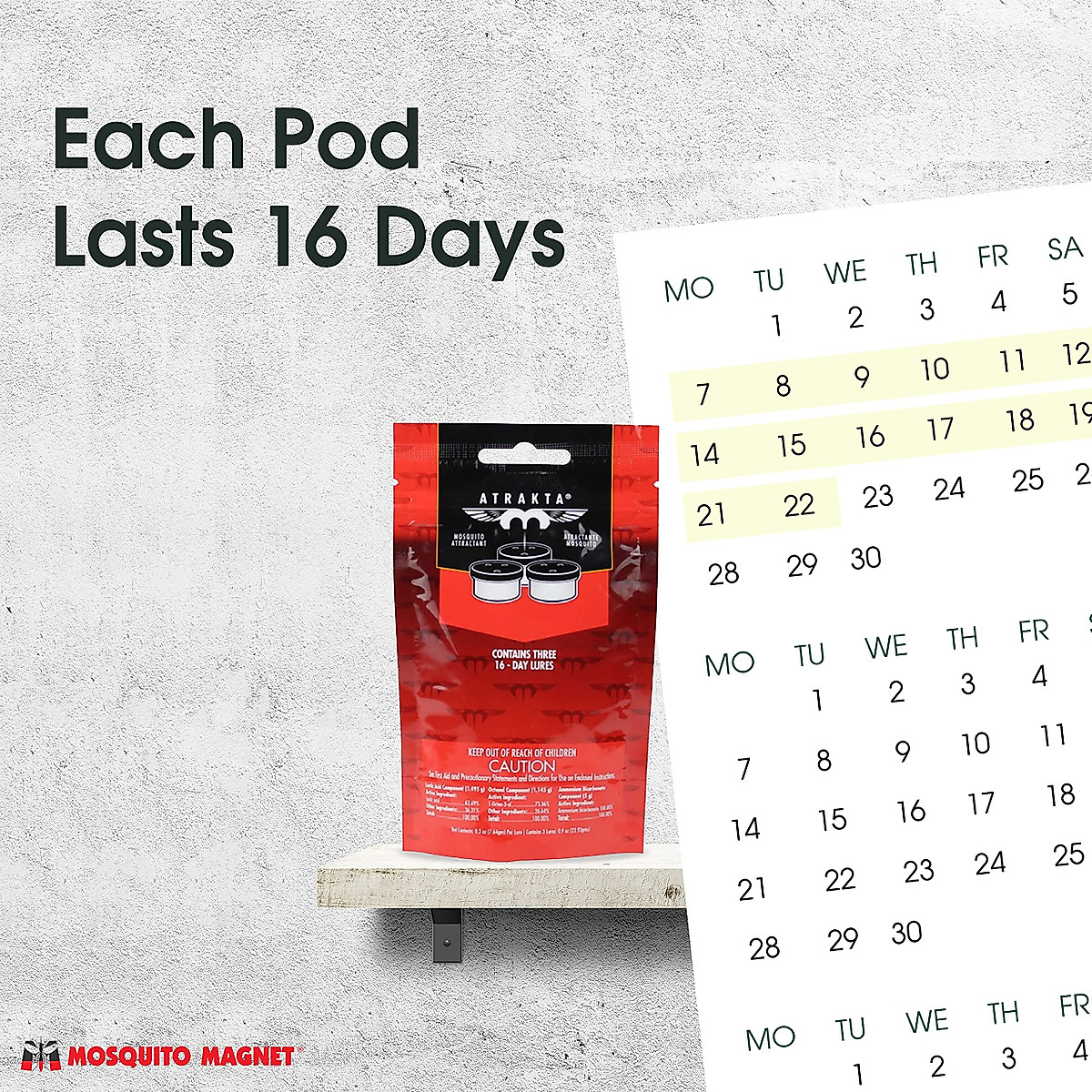 Mosquito Magnet ATRAK3N ATRAKTA Mosquito Trap Attractant Pods – 3 Pack, Red