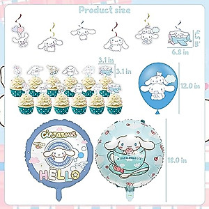 Kawaii Birthday Decorations, Cute Party Supplies Include Banner, Hanging Swirl, Balloon, Backdrop, Cupcake Toppers for Kawaii Birthday Supplies