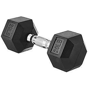 Amazon Basics Rubber Encased Exercise & Fitness Hex Dumbbell, Hand Weight for Strength Training, 20 Pounds, Black
