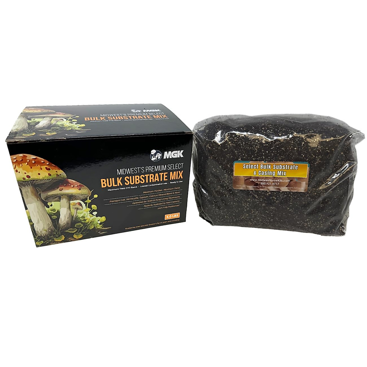 Myco Labs Premium Bulk Mushroom Substrate Mix | Fully Pastuerized | Maximum Yield | for Dung & Grain Loving Mushrooms (5 LBS)