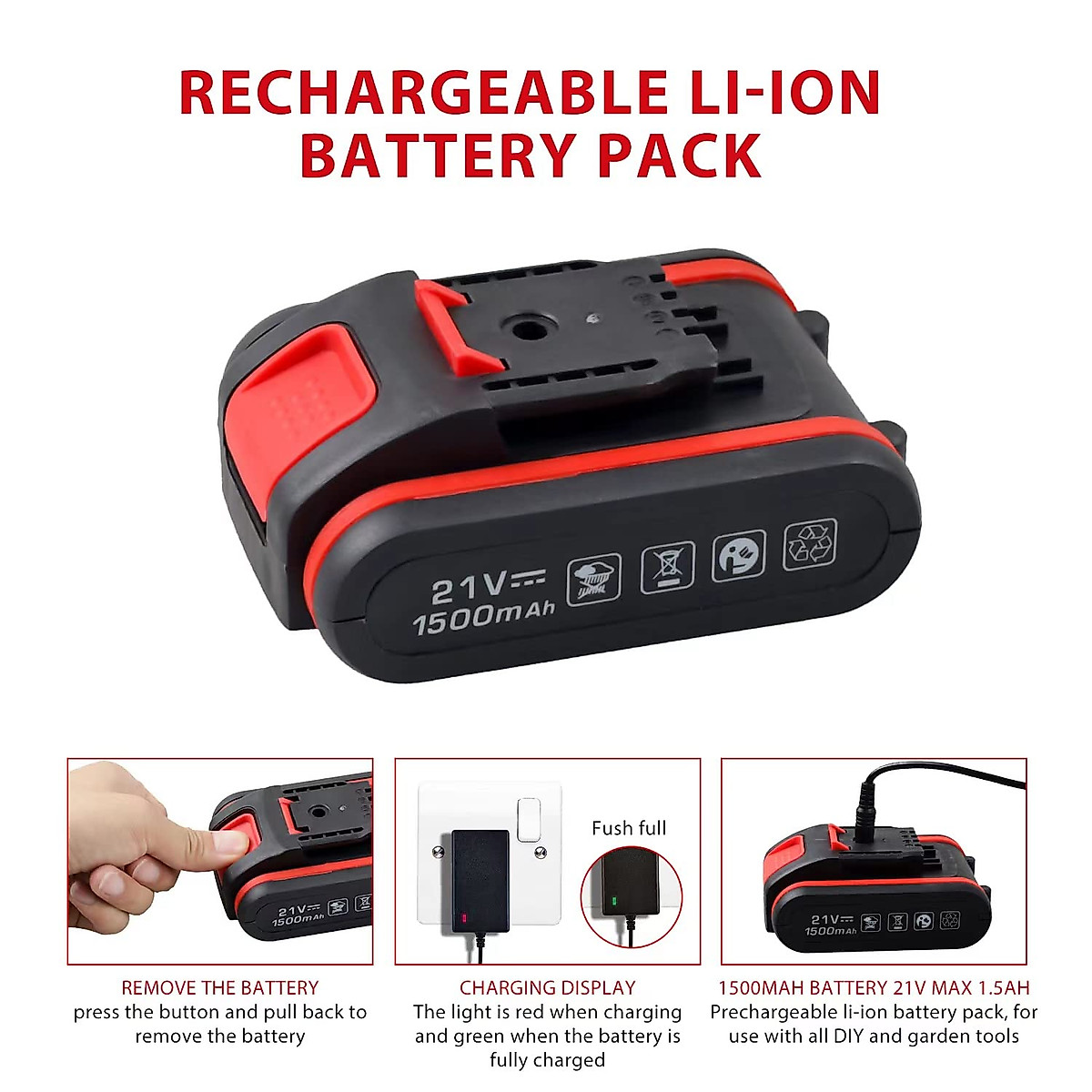 jar-owl 21V Max Cordless Drill/Driver Kit, Brushless, Tool Set with Drill and 112pcs Household Hand Tool Kit for Daily Home Repair, Red