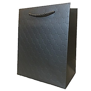 8x10 Black Gift Bags with Handles Medium 12 pcs Luxury Black Paper Shopping Bags 8x5x10 Premium Quality Heavy Duty Modern Fancy Matte Elegant Embossed Wedding Guests Birthday Bridal Baby Shower Merchandise