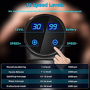 Massage Gun Upgrade Percussion Muscle Massage Gun, Sharper Image Massage Gun Handheld Deep Tissue Massager for Muscle Relax & Pain Relief with 30 Speeds, Christmas Gifts for Men