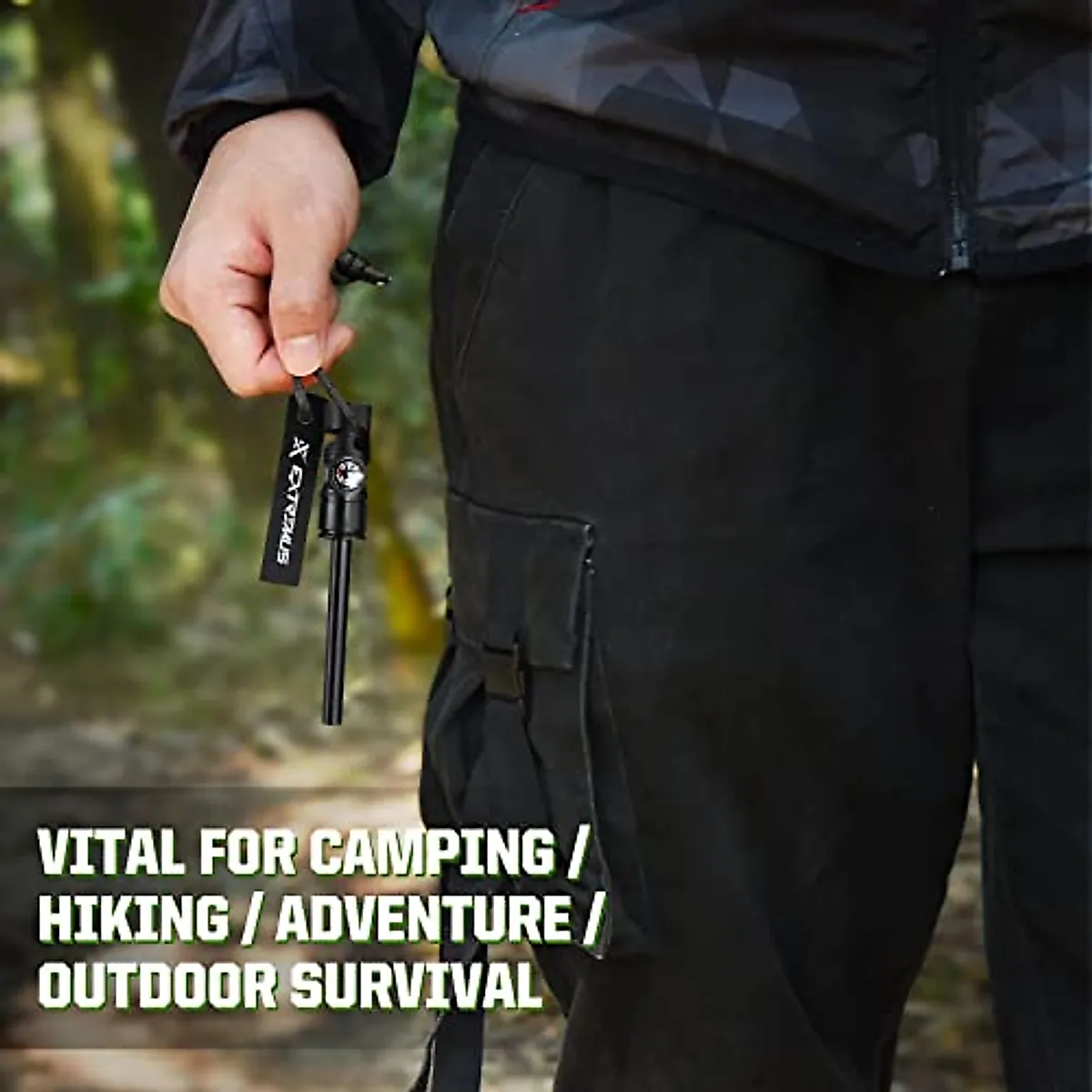 Extremus 6-in-1 Magnesium Fire Starter, High Temp Ferro Rod, Survival Kits with Camping Fire Starter and Survival Lighter for Hiking, Hunting, Backpacking, Outdoor Fire Striker