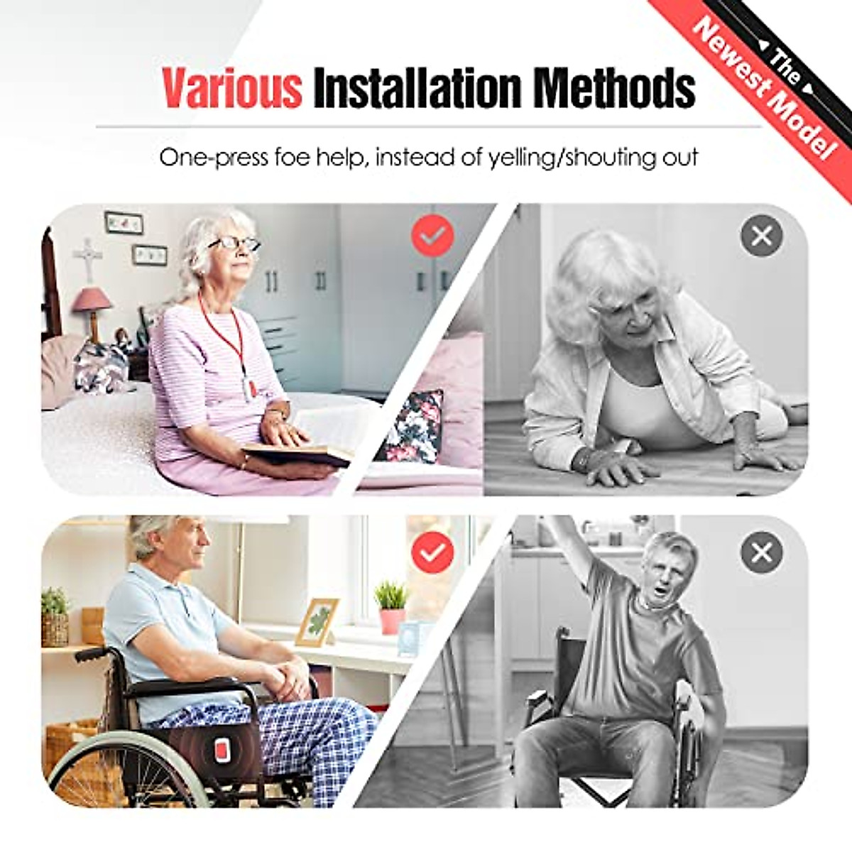 Caregiver Pager Call Button Alert - Life Alert Button for Seniors Elderly Monitoring Emergency Panic Button Elderly Assistance Products Call Bell for Patients at Home