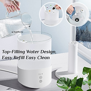 2500mL Cool Mist Humidifiers for Bedroom, Essential Oil Compatible, 7-Color Light, 25dB Quiet Run Up to 30H, BPA-Free Humidifiers for Large Room Plants Baby Room, Auto Shut Off, Easy to Clean