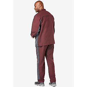 KingSize Men's Big & Tall Long Sleeve Colorblock Tracksuit - 5XL, Deep Burgundy Carbon Colorblock