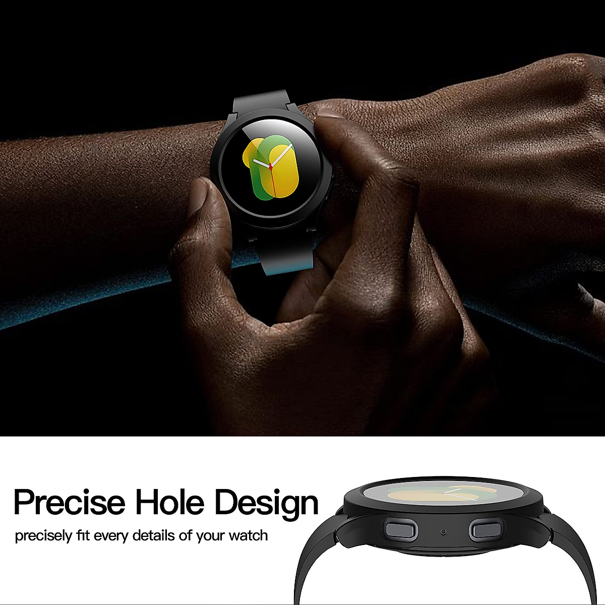 Misxi 2-Pack Hard PC Case with Screen Protector for Samsung Galaxy Watch 5 Galaxy Watch 4 40mm, Ultra-thin Scratch Resistant Cover with Tempered Glass, Black