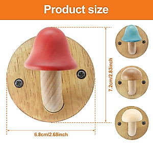 UKQRRTC 4Pcs Mushroom Wall Hooks Wood Wall Hanging Hooks Wall Mounted Towel Hooks Decorative Coat Hooks for Home Bathroom Cloakroom