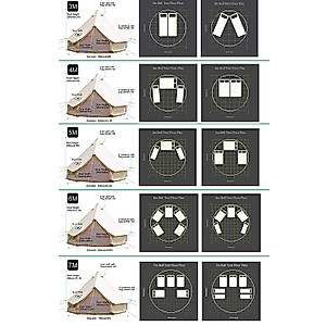 BOOMLATU 4 Season Waterproof Large Family Camping Cotton Canvas Bell Tent Beige Glamping Tent with Roof Stove Jack Hole and Electric Cable Hole (Diameter: 5M-16.4ft)