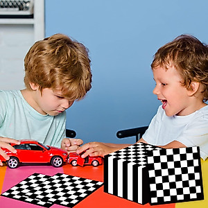 100 Pack Black and White Checkered Flag Party Napkins Disposable Race Car Birthday Party Supplies Racing Car Theme Party Paper Lunch Napkins for Baby Shower Kids Men Party Decorations Favors