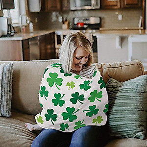 Baby Car Seat Cover Stretchy Nursing Breastfeeding Covers St. Patrick's Day Lucky Shamrock Pave Infant Carseat Canopy for Boys Girls, Shopping Cart/Stroller Canopy/High Chair Cover