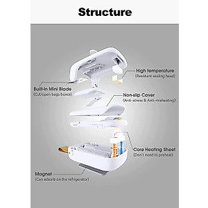 NOBVEQ Mini Bag Sealer, Handheld Heat Vacuum Sealer, Cutter with Lanyard and 2 in 1 Heat Sealer , Portable Bag Resealer Machine for Plastic Bags Food Storage Snacks Freshness