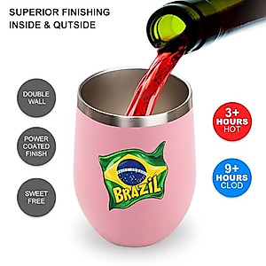 Brazil Flag Insulated Tumbler with Lid Stainless Steel Coffee Mug Cute Wine Tea Water Cup Pink-style