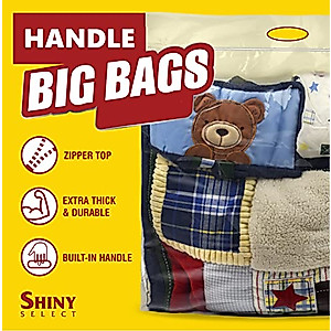 [ 25 BAGS ] JUMBO SIZE Travel Bags - With HANDLES - Heavy Duty Materials - DOUBLE ZIPPER TOP - 8 Gallon Bag Size 22" x 22" - Summer Travel, Picnics, Beach, Pool, Vacation, 25 pound Turkey Brining Bags