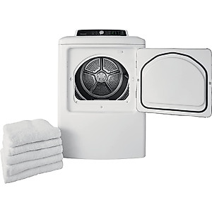 Frigidaire FFRE4120SW 6.7 cu. ft. Large Capacity Free Standing Electric Dryer, 10 dry cycles, Quick Dry, Active Wear, Sanitize, Eco Dry, Anti-Wrinkle, Reversible Door option, in White