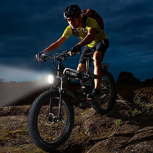 TT-EBIKE Folding Electric Bikes Adults 48V 1000W with 15Ah Removable Battery, Full Suspension 26 x 4 Fat Tire E Bikes with Shimano 7-Speed Gear for Snow Beach Mountain (1000W)