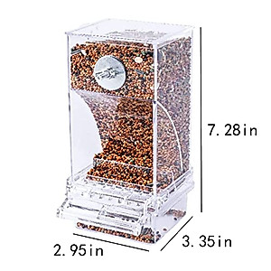 Parrot Automatic Feeder No Mess Bird Feeder Food Container Feeding Station Foraging Cage Accessories Acrylic Suitable for Parrot Cockatoo Canary Love Bird (Transparent)