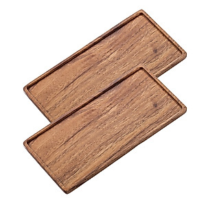 Vandroop Wooden Serving Platter, Small Decorative Trays for Parties, Appetizers, Tea/Coffee, and Cheese, Handcrafted Wooden Board Set of 2 (9.8"×4.6")
