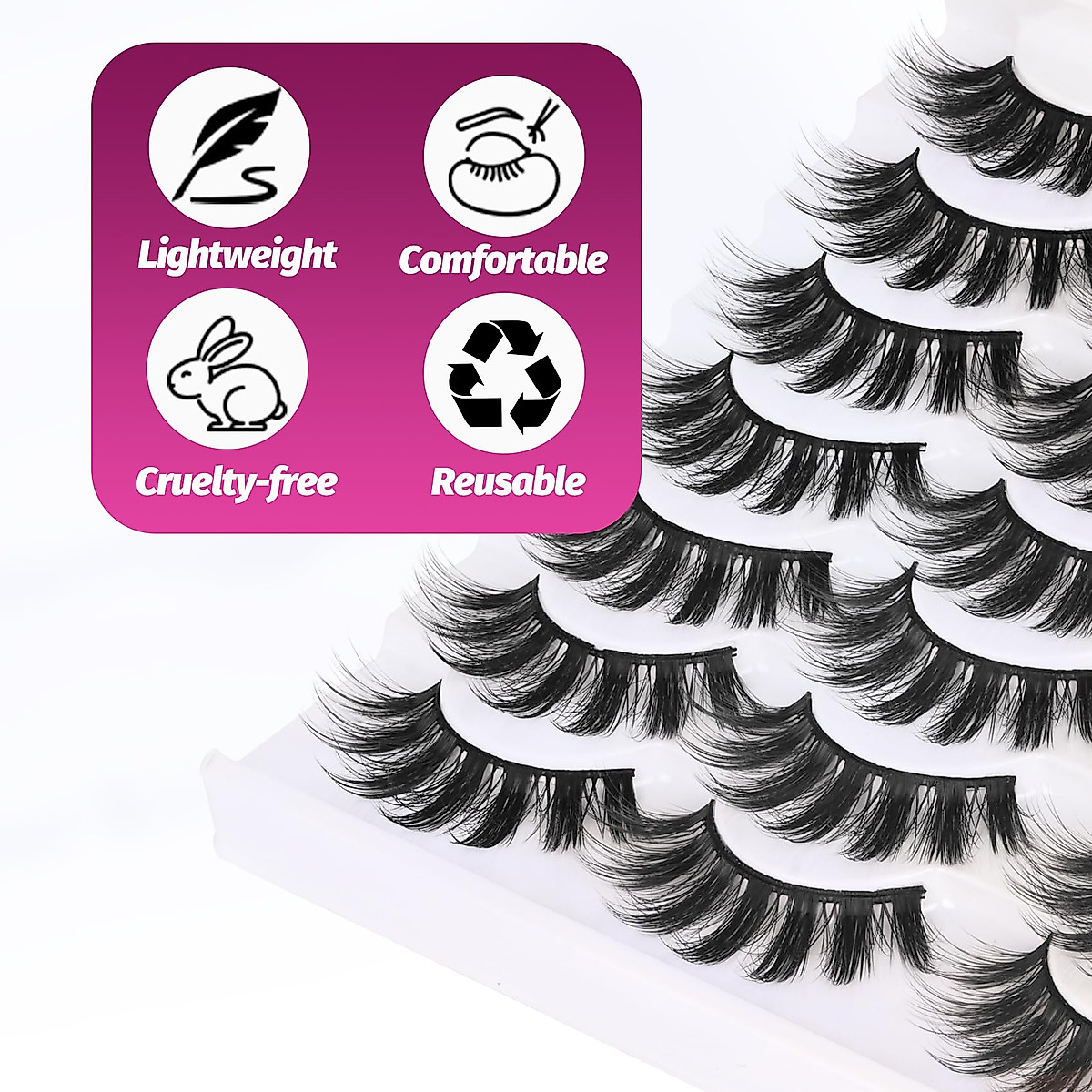 Veleasha Lashes 3D Faux Mink Lashes Fluffy False Eyelashes Natural Look 14 Pairs Lashes Pack Luxury Wispy Fake Eyelashes (3D07)