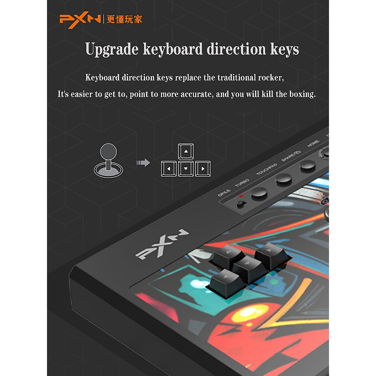 PXN-X8 Arcade Fight Stick Mechanical direction button controller with TURBO Macro Functions Plug and play Arcade Fighting For PC, PS3, PS4, Xbox One Xbox Series X/S Android TV Box, N-Switch