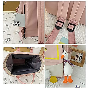 Kawaii Backpack with Kawaii Pin and Accessories Duck Pendant, Lovely Bookbag School Backpack Cute Aesthetic for Teen Girls Women (Green)