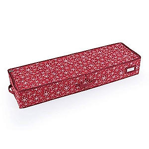 Covermates Keepsakes Underbed Storage Bag - Carrying Handles, Mesh Interior Pocket - Holiday Storage-Red Snowflake