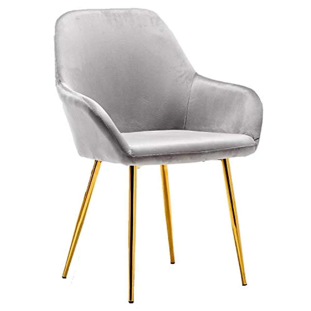 BTEXPERT Modern Golden Leg Dark Mid-Back accent chairs for living room set of two, Gray Velvet Leisure Armchair with Gold Plating Legs upholstered Dining Room Chair