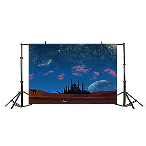 AOFOTO 10x7ft Magic Aladdin's Genie Lamp in Desert Backdrop Mosque in Night Photography Background Fantasy Starry Sky Camel Wish Mysterious Fairy Tale Photo Studio Props Vinyl