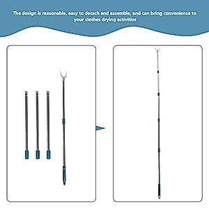 Cabilock Heavy Duty Clothes Rack Reach Stick Pole with Hook Extendable Clothes Stick Pole High Reach Garment Hook Telescoping Closet Pole for Closet Indoor Outdoor Clothesline Retractable Clothesline