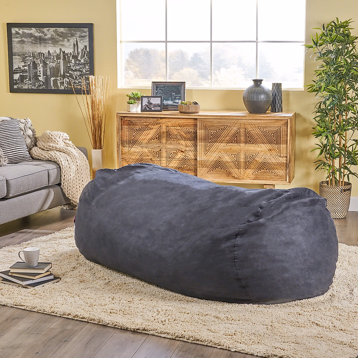 Christopher Knight Home Traditional David 7 Foot Bean Bag, Black